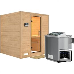 Karibu Sauna Mojave, 9 kW ext. Steuerung Easy Bio, Ganzglast&uuml;r,Klarglas,ohne Dachkranz