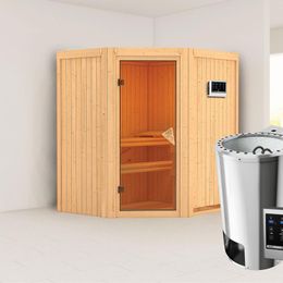 Karibu Sauna Tonja, Easy Bio 3,6 kW Ofen, bronziert,Ganzglast&uuml;r,ohne Dachkranz