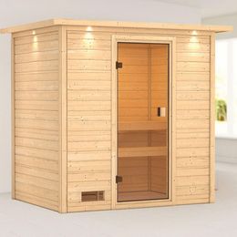 Karibu Woodfeeling Sauna Selena, ohne Ofen, mit Dachkranz