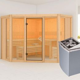 Karibu Sauna Alcinda, 9 kW int. Steuerung, ohne Dachkranz