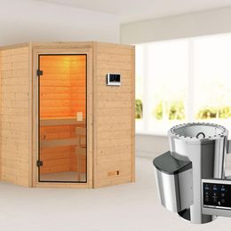 Karibu Woodfeeling Sauna Antonia, Easy Finnisch 3,6 kW Ofen, ohne Dachkranz
