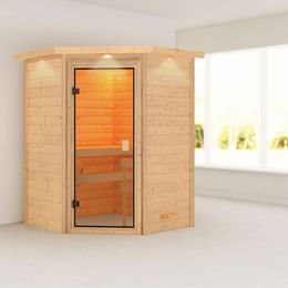 Karibu Woodfeeling Sauna Antonia, ohne Ofen, mit Dachkranz