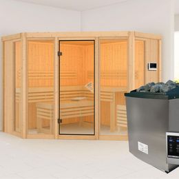 Karibu Sauna Alcinda, 9 kW ext. Steuerung Easy Finnisch, ohne Dachkranz