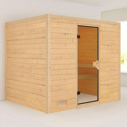 Karibu Sauna Sonara, ohne Ofen, bronziert,Ganzglast&uuml;r,ohne Dachkranz