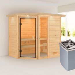 Karibu Woodfeeling Sauna Jada, 9 kW int. Steuerung, mit Dachkranz