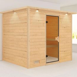 Karibu Sauna Sonara, ohne Ofen, bronziert,Ganzglast&uuml;r,mit Dachkranz