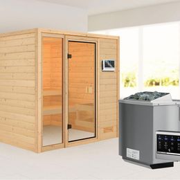 Karibu Woodfeeling Sauna Jutta, 9 kW ext. Steuerung Easy Bio, ohne Dachkranz
