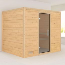 Karibu Sauna Sonara, ohne Ofen, Ganzglast&uuml;r,graphit,ohne Dachkranz