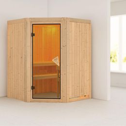 Karibu Sauna Nanja, ohne Ofen, bronziert,Ganzglast&uuml;r,ohne Dachkranz