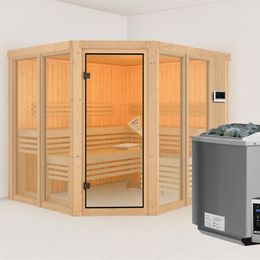 Karibu Sauna Ainur, 9 kW ext. Steuerung Easy Bio, ohne Dachkranz