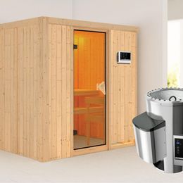 Karibu Sauna Fanja, Easy Finnisch 3,6 kW Ofen, bronziert,Ganzglast&uuml;r,ohne Dachkranz