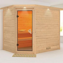 Karibu Sauna Tanami, ohne Ofen, mit Dachkranz