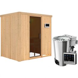 Karibu Sauna Fanja, Easy Bio 3,6 kW Ofen, Ganzglast&uuml;r,graphit,ohne Dachkranz
