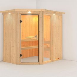 Karibu Sauna Fiona 1, ohne Ofen, mit Dachkranz
