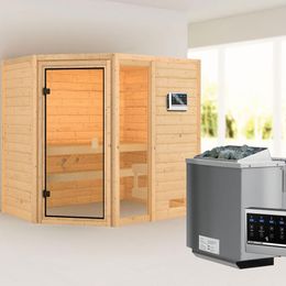 Karibu Woodfeeling Sauna Jada, 9 kW ext. Steuerung Easy Bio, ohne Dachkranz