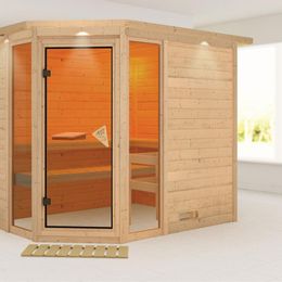 Karibu Sauna Sinai 3, ohne Ofen, mit Dachkranz