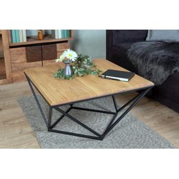 Couchtisch Industrial-Design Wildeiche massiv 75 x 75 cm schwarz SASKIA