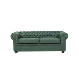 Beliani 3-Sitzer Sofa CHESTERFIELD in Gr&uuml;n/Braun - (W) 195 x (H) 70 x (L) 76 cm | Gr.: onesize