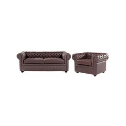 Beliani 2-tlg Chesterfield Sofa CHESTERFIELD in Braun | Gr.: onesize
