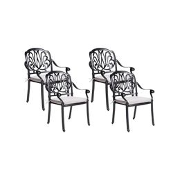 Beliani 4er-Set Gartenstuhl ANCONA in Schwarz/Beige | Gr.: onesize