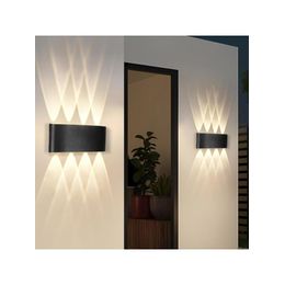 ZMH 2er-Set Wandleuchte LED in schwarz Modern warmwei&szlig; 7W IP65 Up Down L 22cm | Gr.: onesize