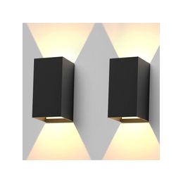 ZMH 2er-Set Wandleuchte LED in schwarz Modern warmwei&szlig; 5W IP65 Up Down L 10cm | Gr.: onesize