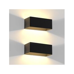 ZMH 2er-Set Wandleuchte LED in schwarz Modern warmwei&szlig; 5W IP65 Up Down L 20cm | Gr.: onesize