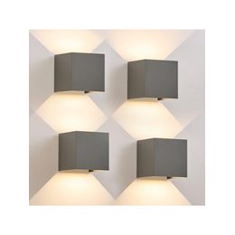 ZMH 4er-Set Wandleuchte LED 5W in grau modern 3000K warmwei&szlig; IP65 | Gr.: onesize
