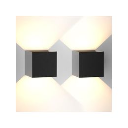 ZMH 2er-Set Wandleuchte LED in schwarz Modern warmwei&szlig; 5W IP65 Up Down L 10cm | Gr.: onesize