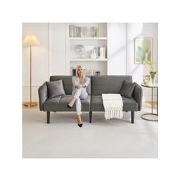 ABRIHOME Zweisitzer Schlafsofa in Grau mit klappbaren Armlehnen und Schlaffunktion | Gr.: onesize
