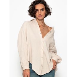 SASSYCLASSY Oversize Musselin Bluse in Beige | Gr.: onesize