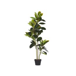 Beliani Kunstpflanze FICUS ELASTICA in Gr&uuml;n/Schwarz - (W) 18 x (H) 134 x (L) 18 cm | Gr.: onesize