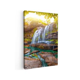 MuchoWow Leinwand bilder Sonniger Wasserfall (BxH) | Gr.: 20 x 30 cm