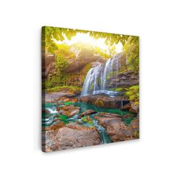 MuchoWow Leinwand bilder Sonniger Wasserfall (BxH) | Gr.: 20 x 20 cm