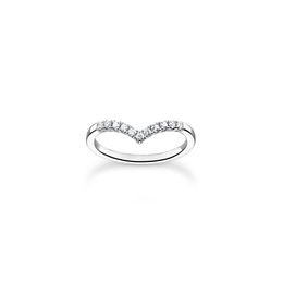 Thomas Sabo Ring V-Form Mit Wei&szlig;en Steinen in silber, wei&szlig; | Gr.: 58