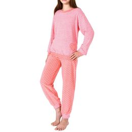Normann Frottee Pyjama langarm B&uuml;ndchen Herz und Streifen - 59586 in Ringel | Gr.: 128