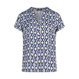 Betty Barclay Satin-Bluse mit Print in Blau/Wei&szlig; | Gr.: 46
