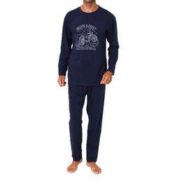 Normann Schlafanzug langarm Frontprint in navy | Gr.: 58