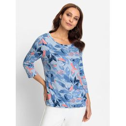 WITT WEIDEN 3/4-Arm-Shirt in himmelblau-flamingo-bedruckt | Gr.: 38