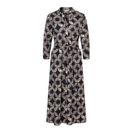 More & More More & More langes Hemdblusenkleid mit Print in black/beige | Gr.: 32