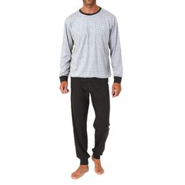 Normann Langarm Schlafanzug Pyjama B&uuml;ndchen Minimalprint in anthrazit | Gr.: 54
