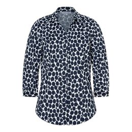More & More More & More taillierte Hemdbluse mit Tupfenprint in marine/white | Gr.: 36