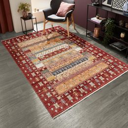 Teppich LUXOR living "Rocco", rot, multi 2, B:60cm H:11mm L:110cm, Polyester, Teppiche, Teppich, Vintage-Look, verschiedene Designs, mit Fransen, Wohnzimmer