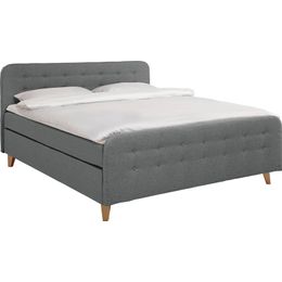 Boxspringbett Tom Tailor HOME, B:142cm L:216cmsoft graphite tus 9, Vintage Webstoff TUS (60% Baumwolle, 40% Leinen), Komplettbetten, "NORDIC BOX",
