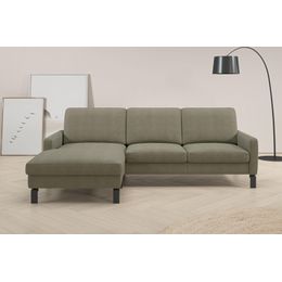 Ecksofa Home Affaire, oliv, B:244cm H:86cm T:164cm, 100% Polyester, Sofas, Ecksofa, inkl. saugroboterfreundliche H&ouml;he & schmale Armlehnen