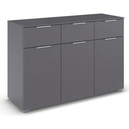 Kombikommode Rauch "Sideboard Schubladenkommode CORTONA mit Dekor-Front", graumetallic, B:120cm H:81cm T:42cm, Holzwerkstoff, Sideboards, Kombikommode, mit 3 Schubladen und 3 verstellbaren Einlegeboden MADE IN GERMANY