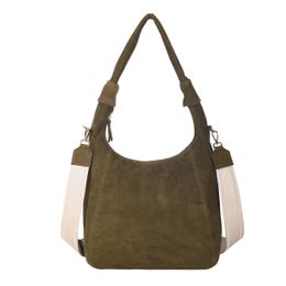 Hobo Harbour 2nd "Laurine", Damen, Gr. B/H/T: 34cm x 28cm x 10cm, olive, Veloursleder, Taschen Hobo, Damen Handtasche, Umh&auml;ngetasche, Schultertasche mit Ziern&auml;hten