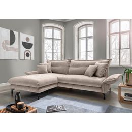 Ecksofa Home Affaire, B:255cm H:94cm T:180cmbeige, Wohnzimmer, Sofas, "LAVA Breite 255 cm, modern und elegant, aktuelle Kissenoptik, L-Form",