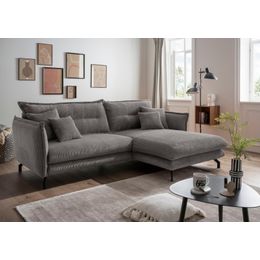 Ecksofa Home Affaire "LAVA Breite 255 cm, modern und elegant, aktuelle Kissenoptik, L-Form", grau, B:255cm H:94cm T:180cm, Sofas, Ecksofa, Armlehnen verstellbar