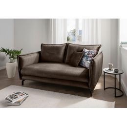 3-Sitzer Home Affaire, B:198cm H:94cm T:110cmbraun, t&uuml;rkis, Sofas, "LAVA Breite 198 cm, modern und elegant, aktuelle Kissenoptik, bequem", Armlehnen